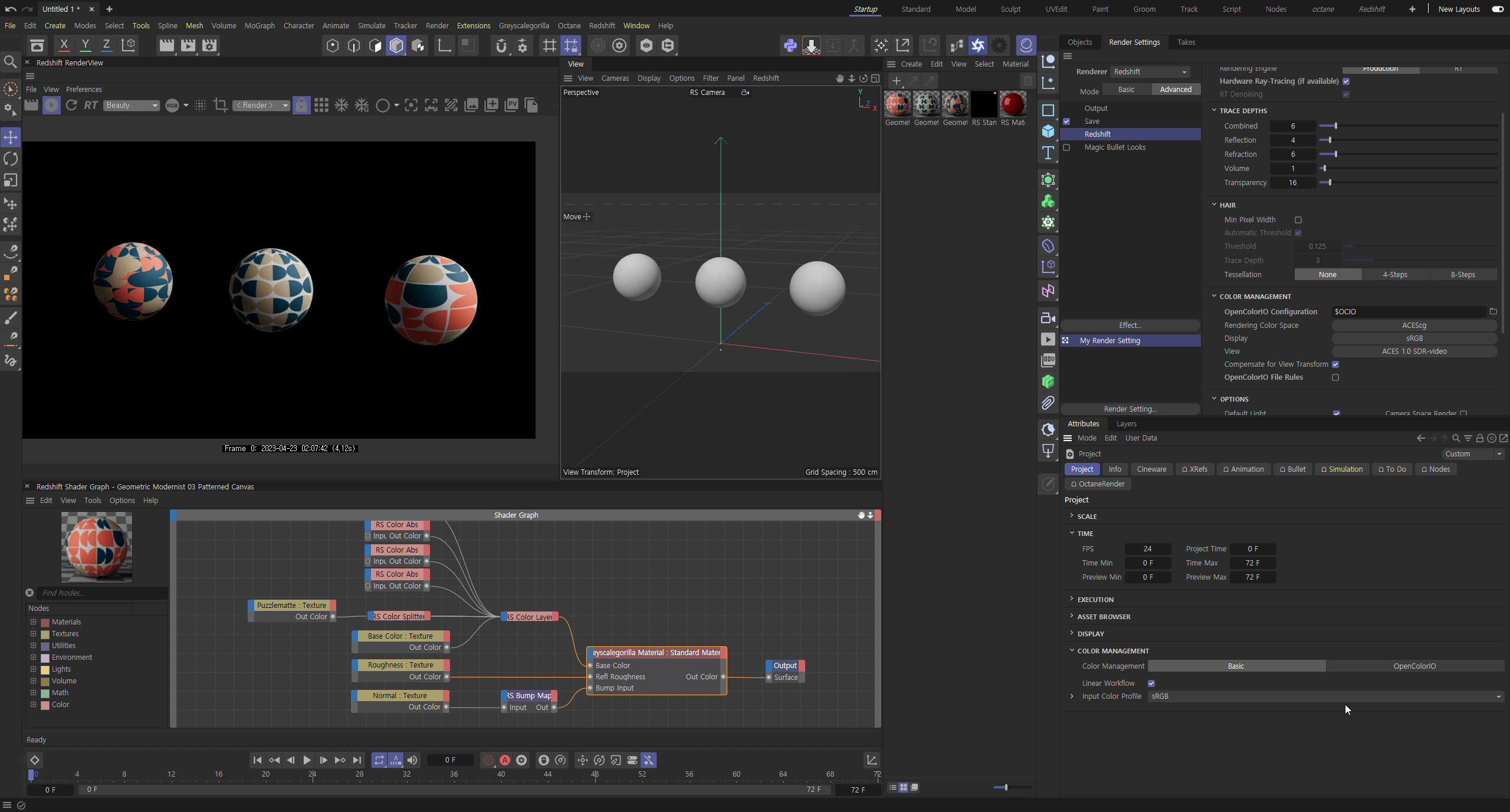 CINEMA 4D 한국 유저그룹 - 레드시프트 ACES Workflow에 관한 질문입니다. (C4d 2023.2, RS 3.5.14)