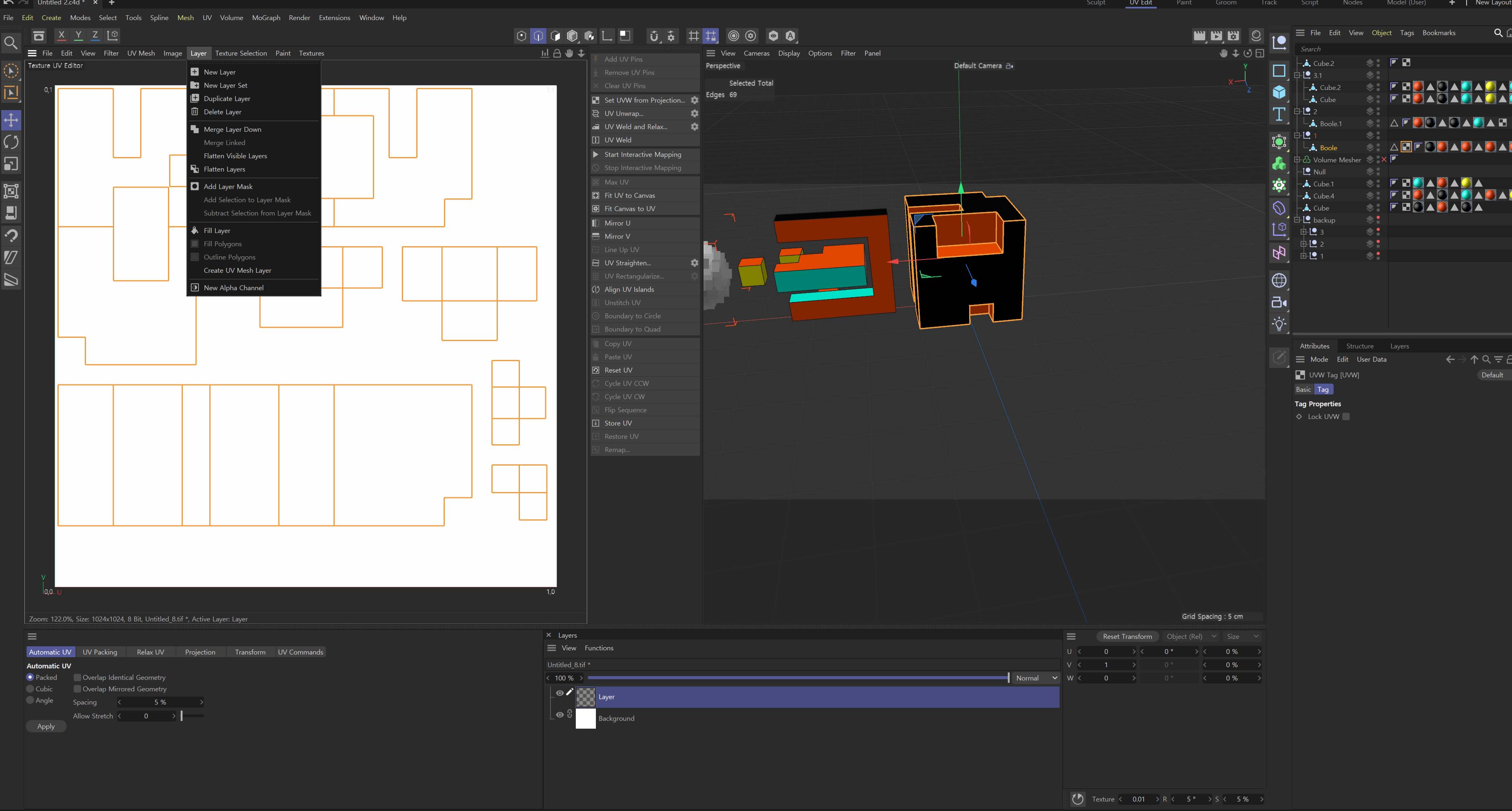 CINEMA 4D 한국 유저그룹 - UV outline polygon이 비활성화 되어있습니다..