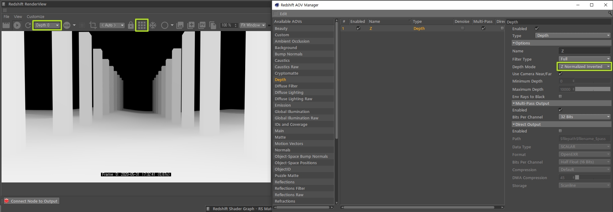 CINEMA 4D 한국 유저그룹 - Redshift에서 Z-depth 패스 뽑는법이 궁금합니다