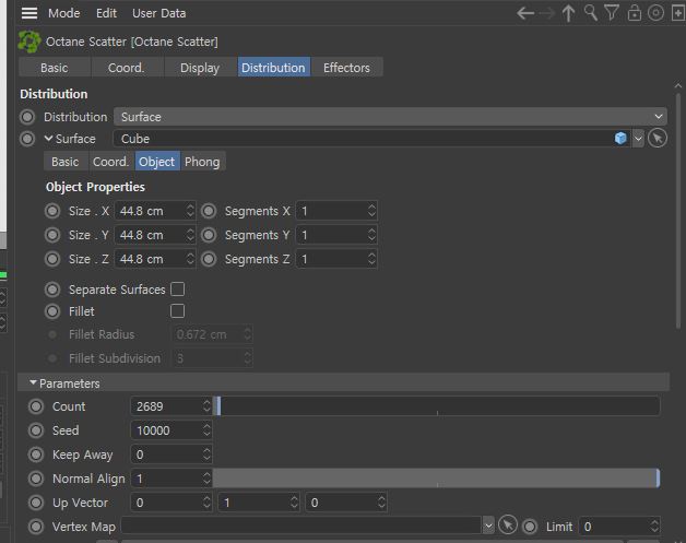 CINEMA 4D 한국 유저그룹 - Octane Scatter 관련 질문입니다.