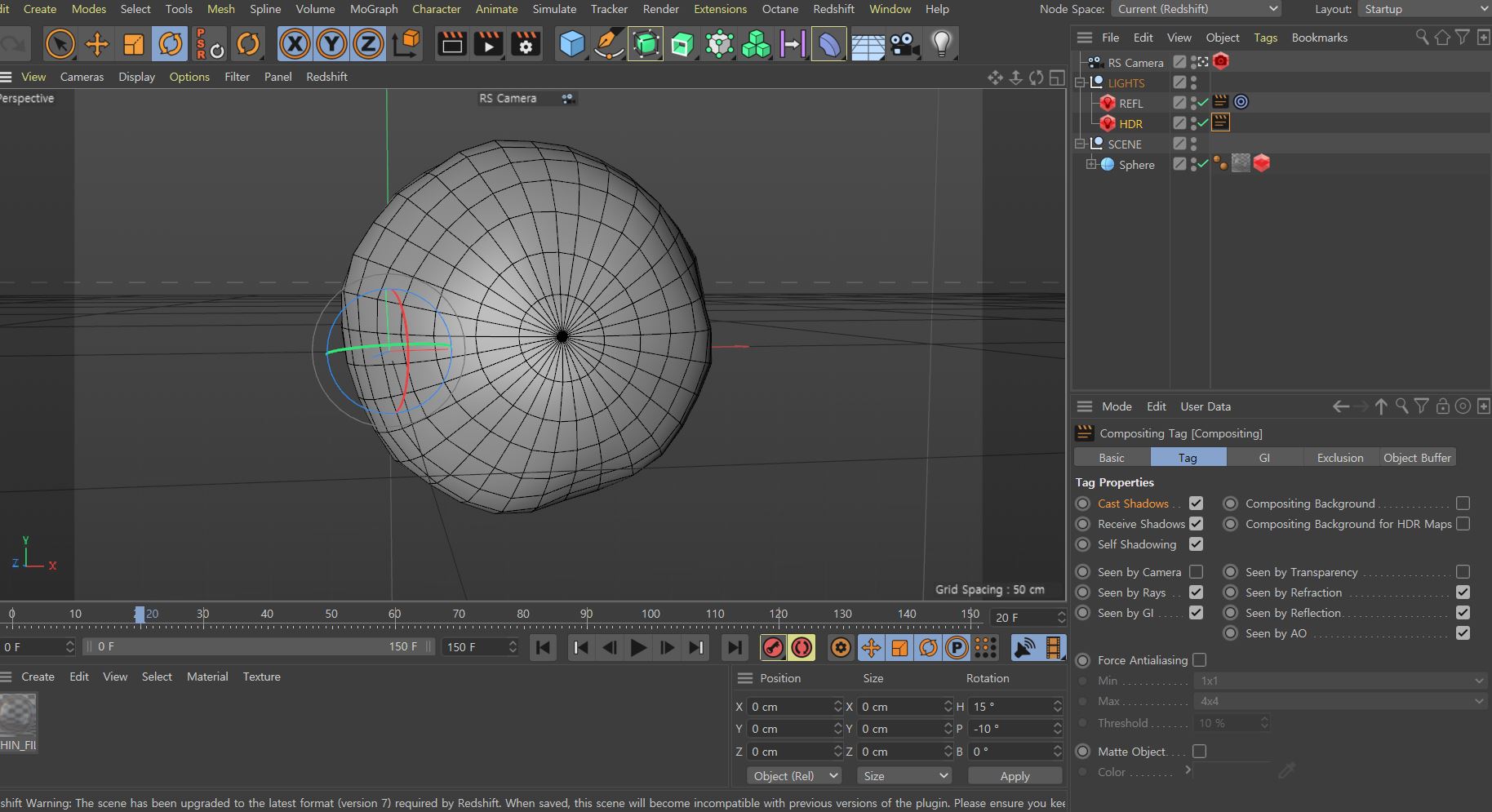 CINEMA 4D 한국 유저그룹 - HDR light에 compositing tag 적용시키는 방법이 궁금합니다