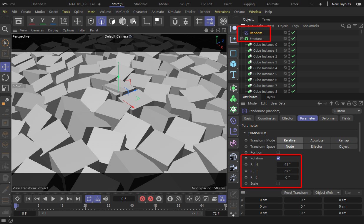 CINEMA 4D 한국 유저그룹 - 인스턴스 오브젝트들을 랜덤하게 회전 시킬수 있을까요?
