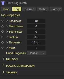 CINEMA 4D 한국 유저그룹 - R26 cloth tag 변경된 속성 위치